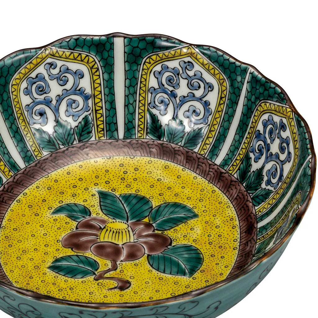 Kutani Yoshidaya Camellia sasanqua Bowl - Link in Japan